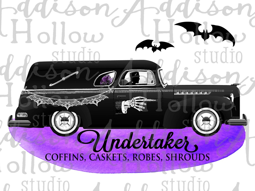 Undertaker Hearse Halloween Truck Watercolor Sublimation Digital Design ...
