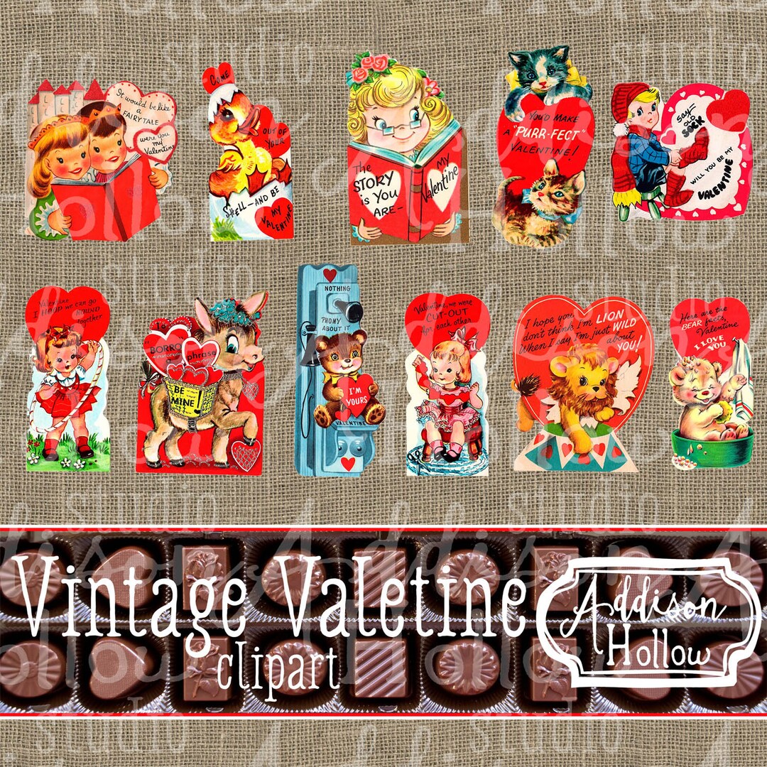 Vintage Valentine Clipart Digital Images Scrapbooking Sublimation - Etsy