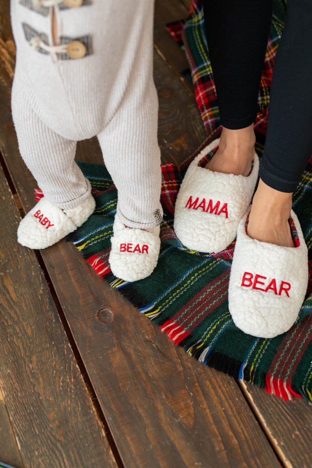 Mama Bear Slippers Set for Family Christmas Gift, Baby Slippers for New ...