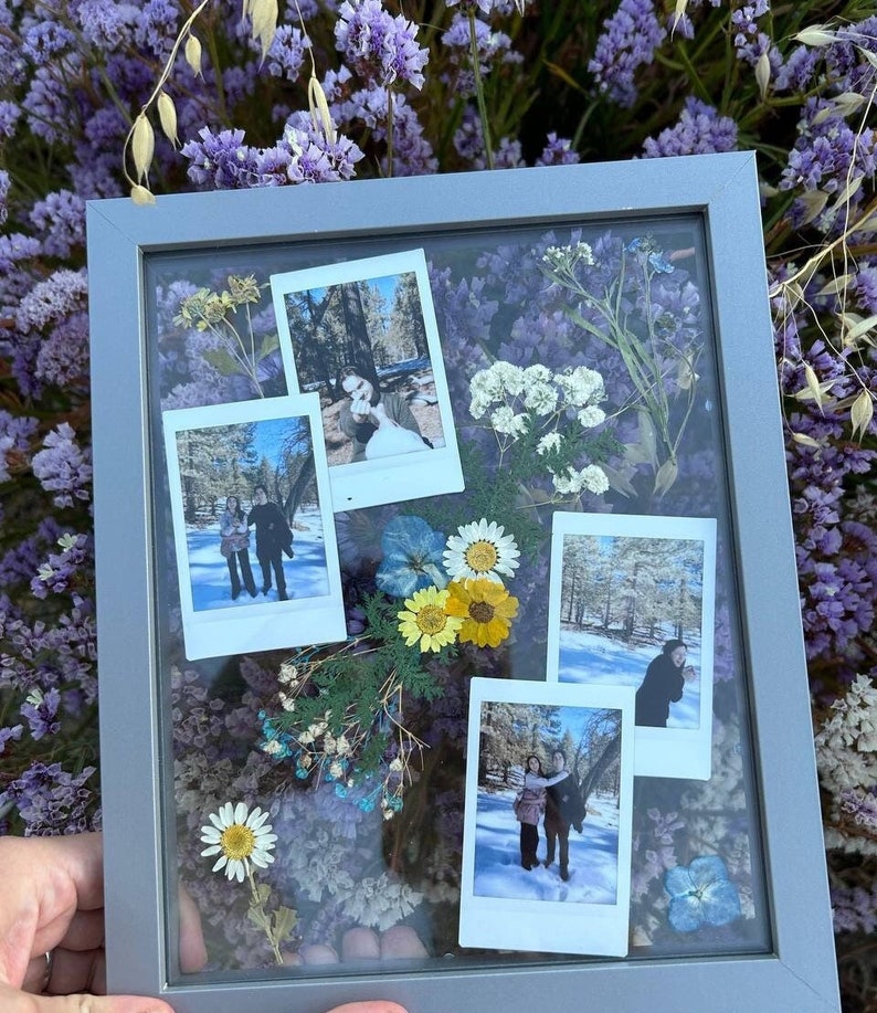 Custom Polaroid Floating Frame With Pressed Flower Arrangement ...