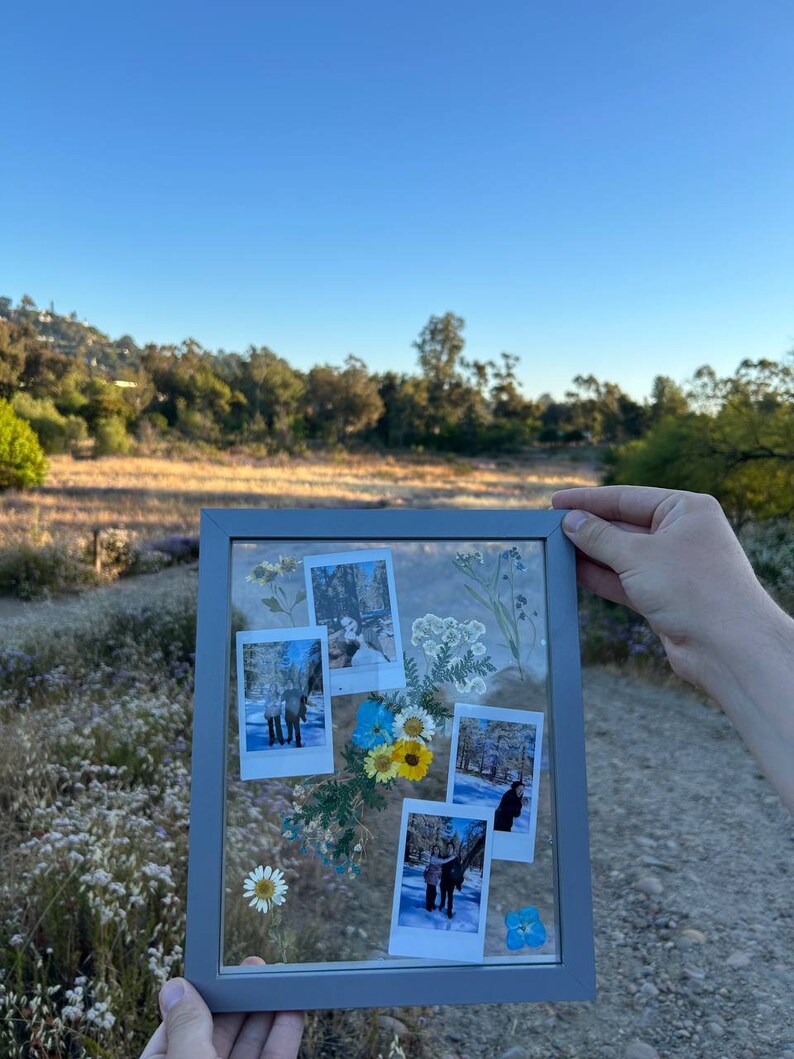 Custom Polaroid Floating Frame With Pressed Flower Arrangement ...