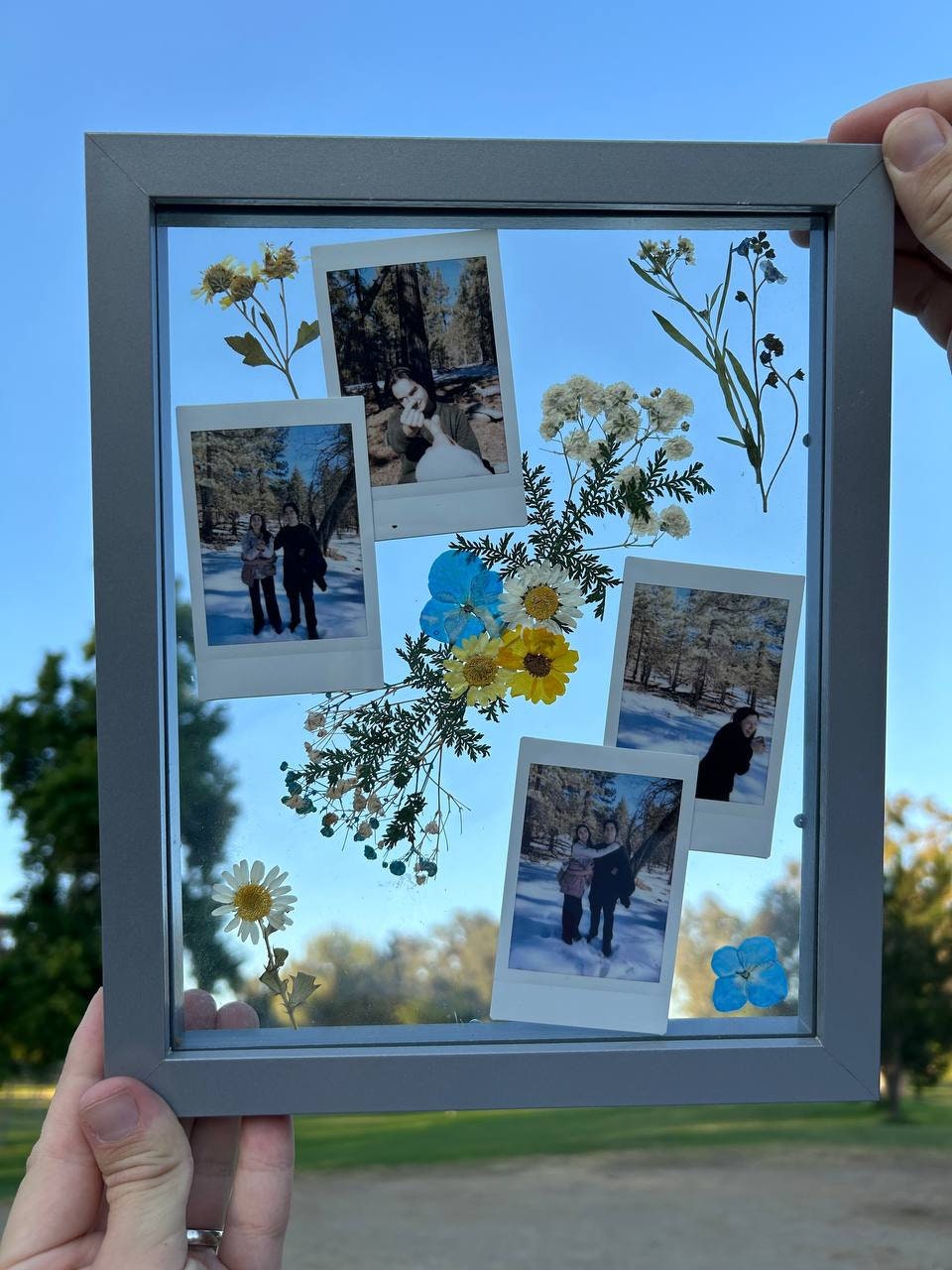 Custom Polaroid Floating Frame With Pressed Flower Arrangement ...