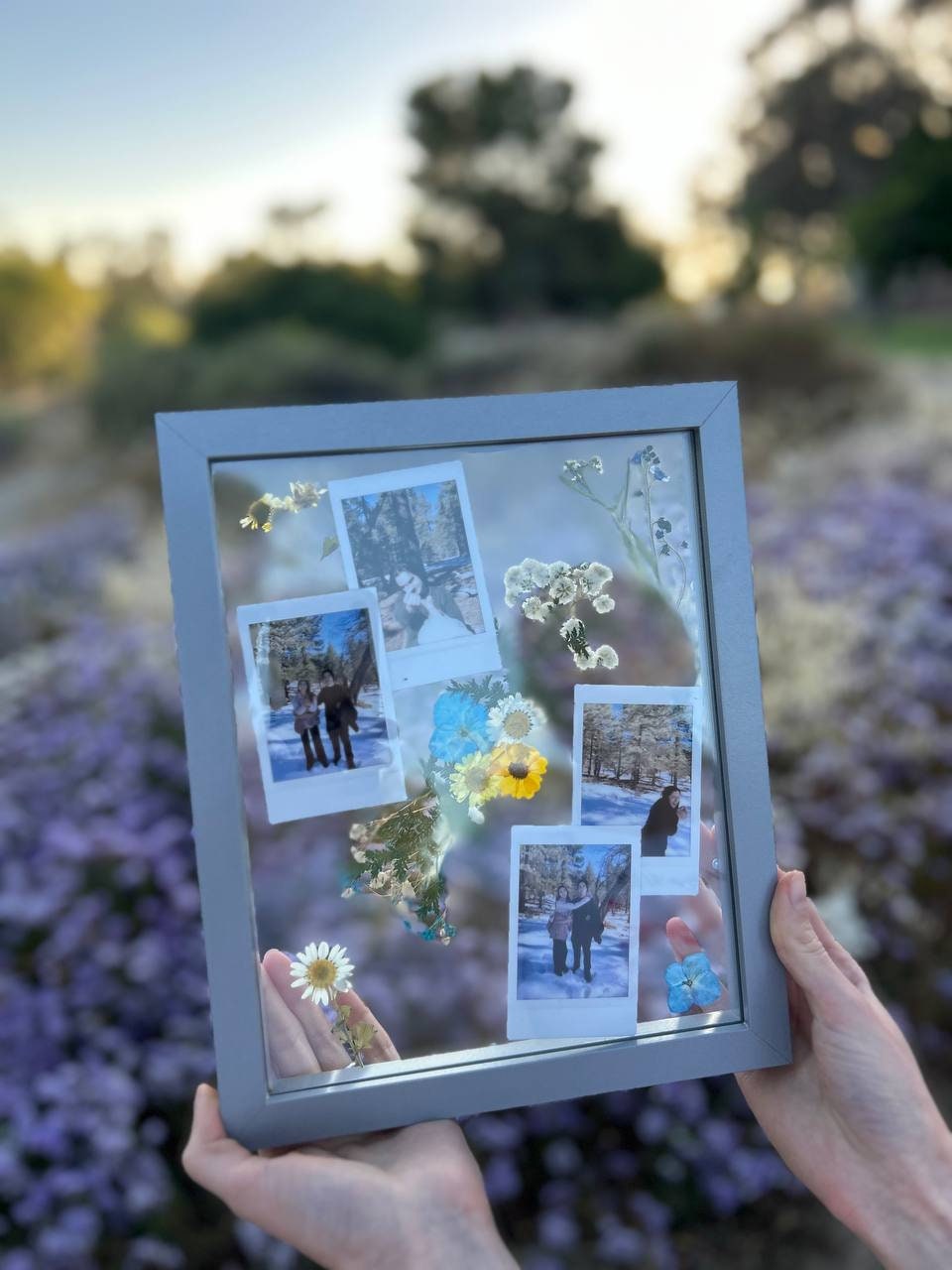 Custom Polaroid Floating Frame With Pressed Flower Arrangement ...