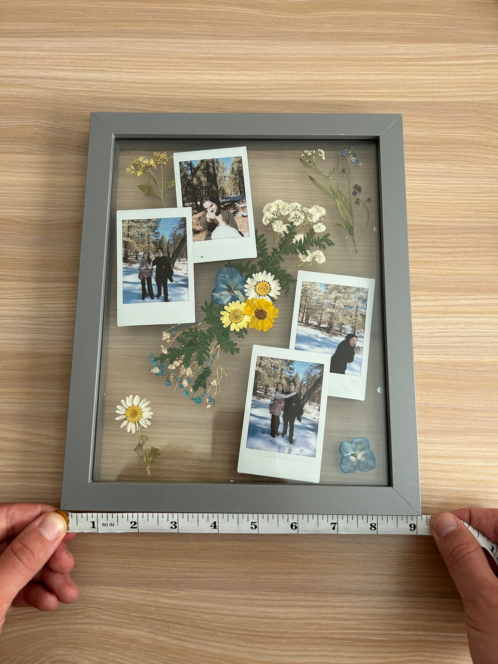 Custom Polaroid Floating Frame With Pressed Flower Arrangement ...
