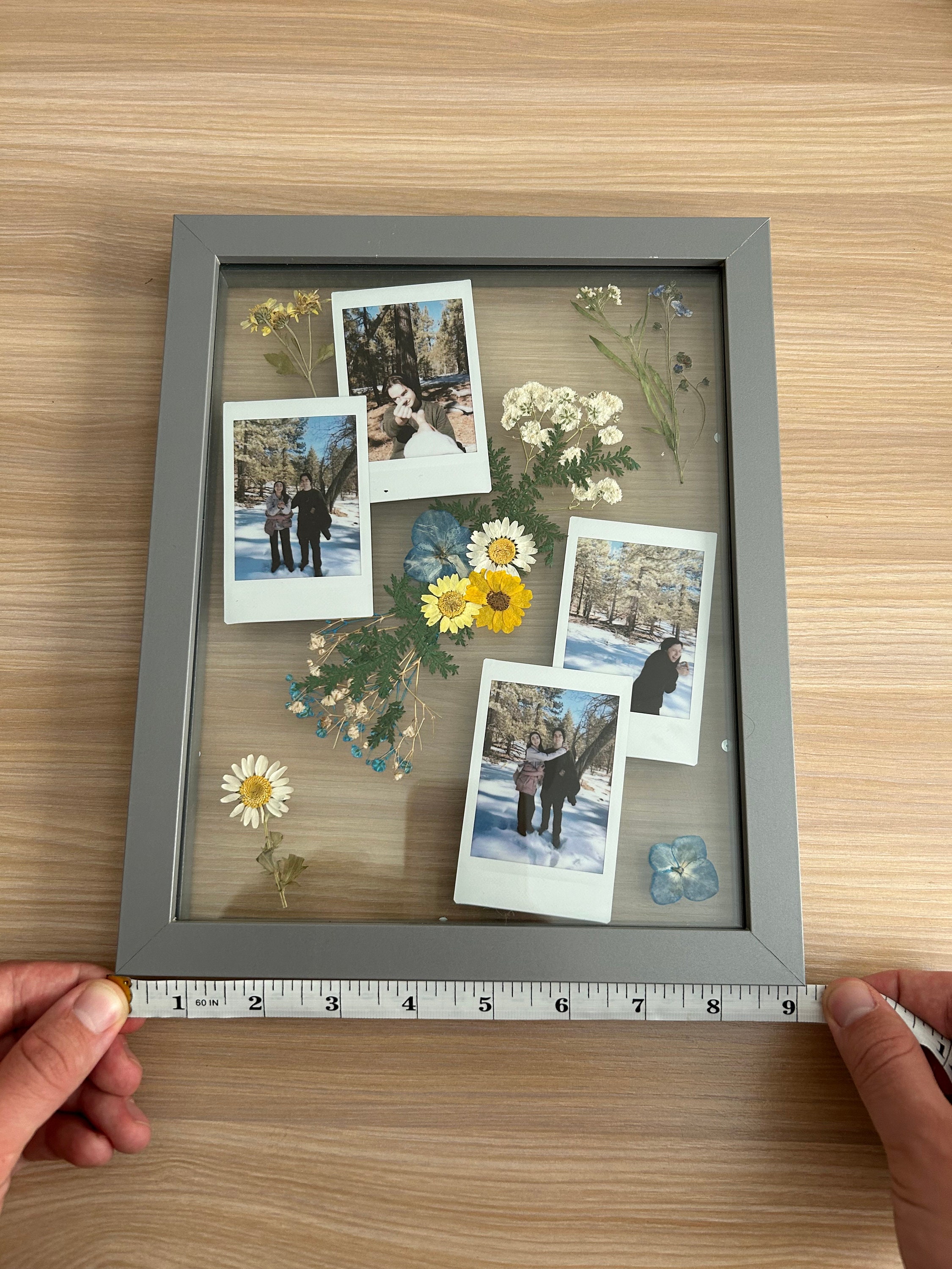 Custom Polaroid Floating Frame With Pressed Flower Arrangement ...
