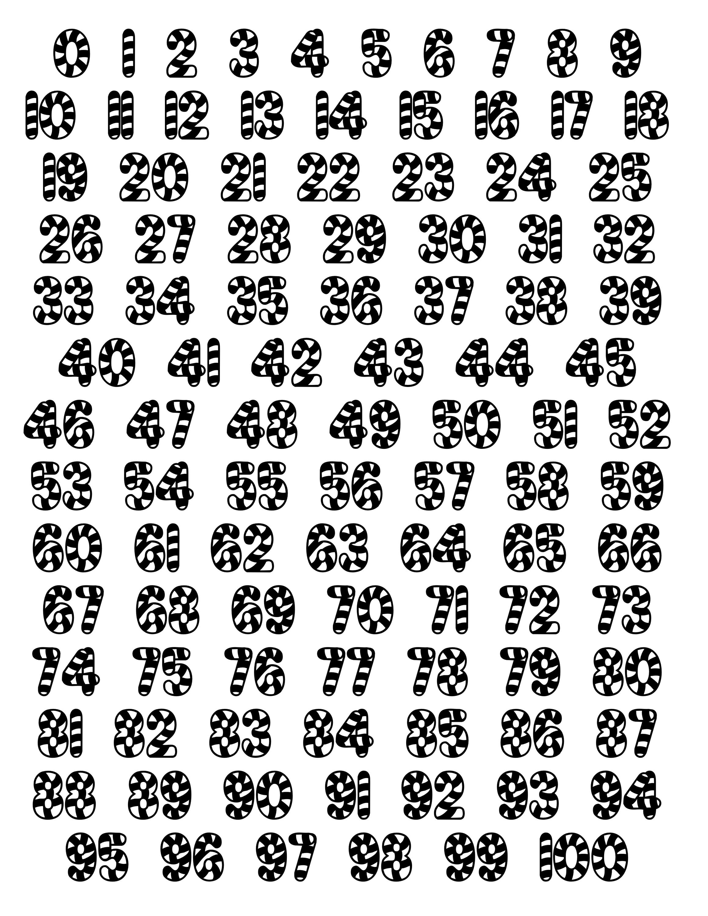 Candy Cane Numbers 0-100 SVG - Etsy