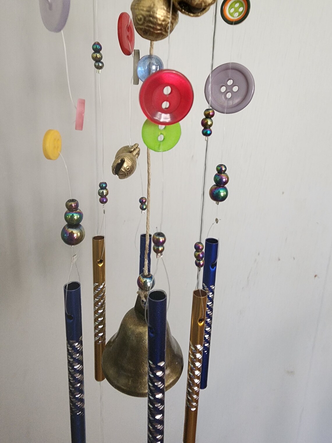 V Buttons and Bells Wind Chime - Etsy