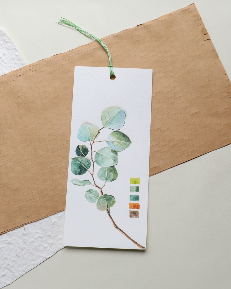 Original Hand Painted Watercolor Leaves，eucalyptus Bookmarks，book ...