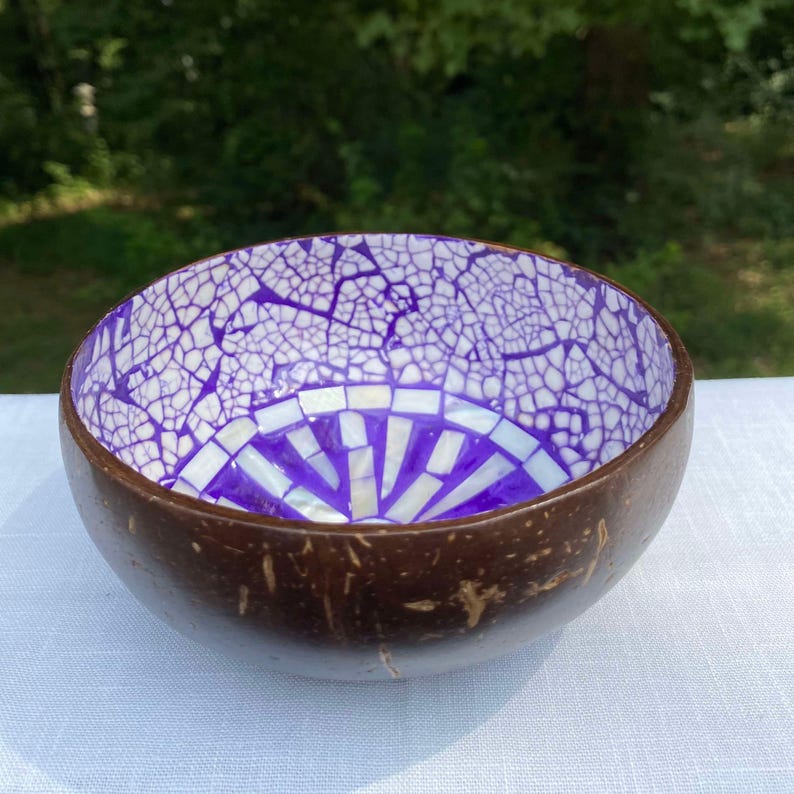 Coconut Shell With Mother of Pearl Inlay, Nature Coconut Bowl,hand ...