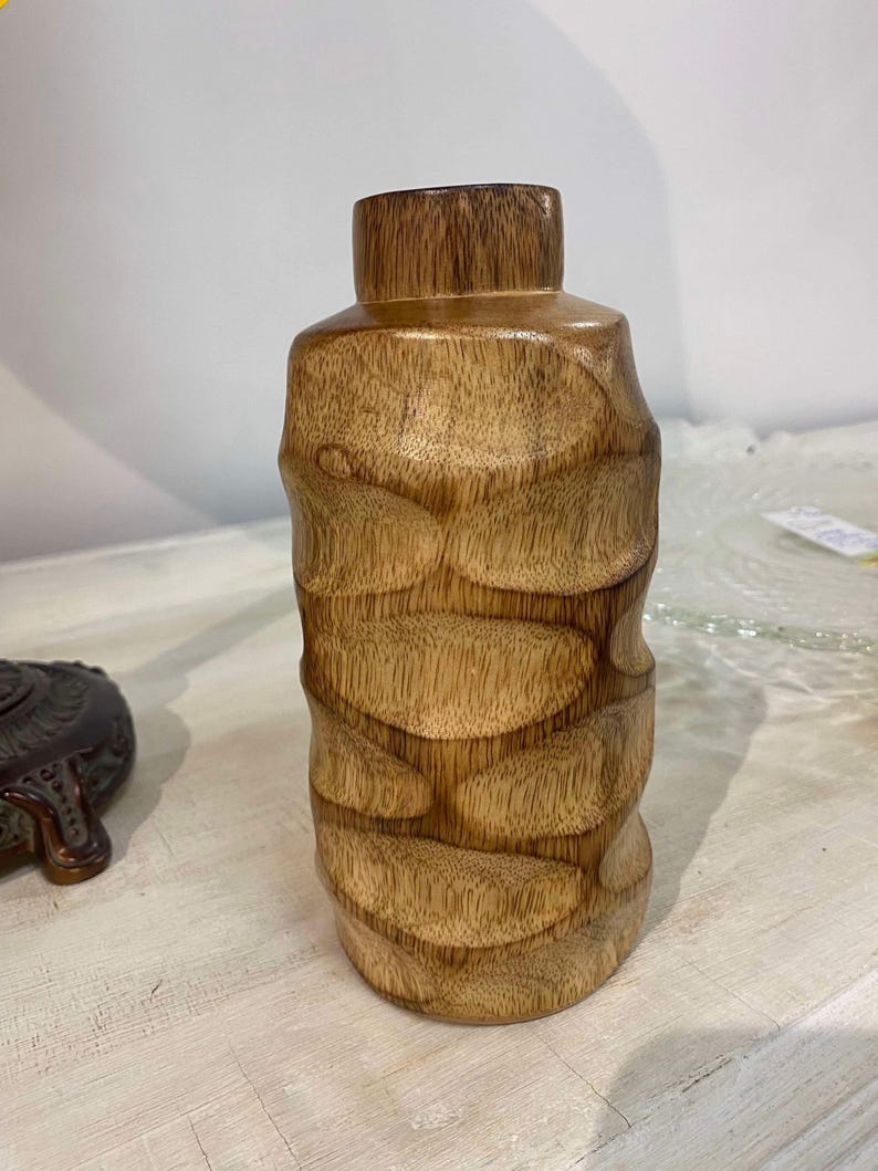 Mango Wood Vase, Wooden Vases, Dried Flowers,home Decor,bud Vase Wood ...