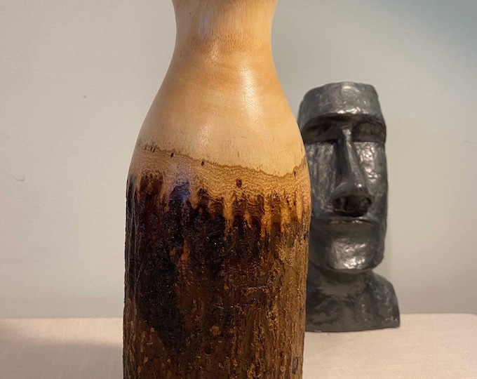 Mango Wood Vase With Bark Rim, Wooden Vases, Dried Flowers,home Decor ...