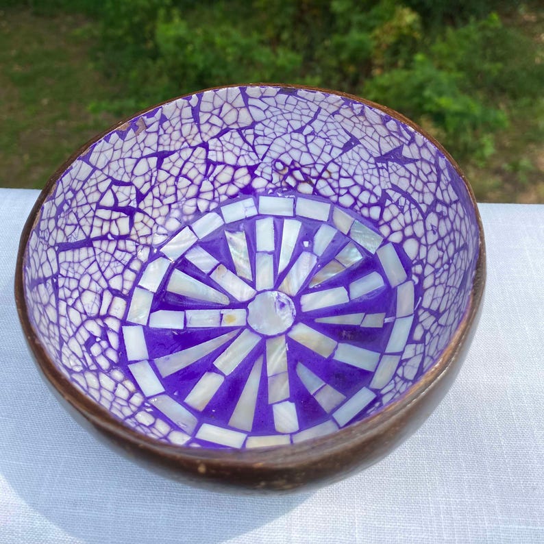Coconut Shell With Mother of Pearl Inlay, Nature Coconut Bowl,hand ...