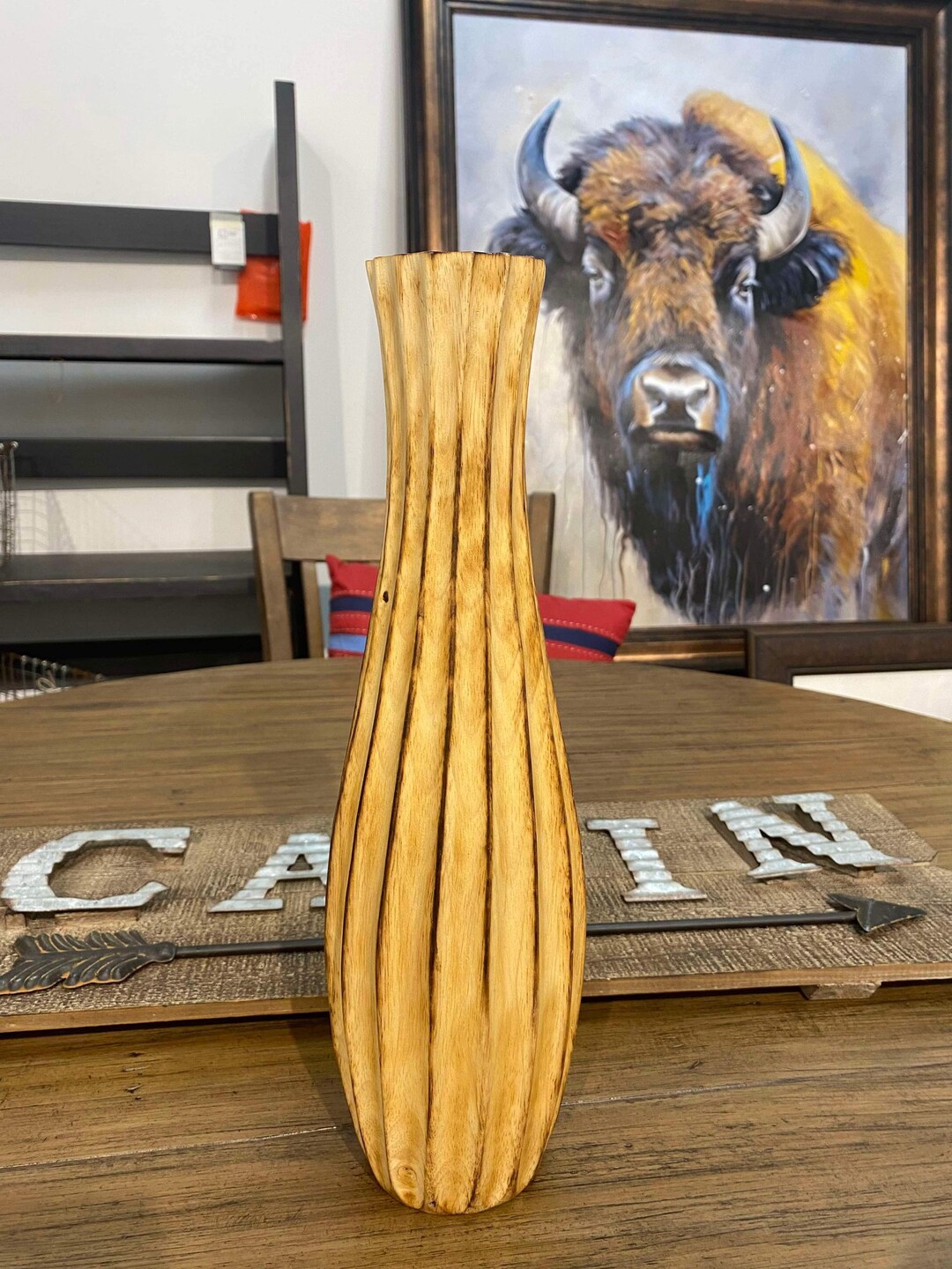 Mango Wood Vase, Wooden Vases, Dried Flowers,home Decor,bud Vase Wood ...
