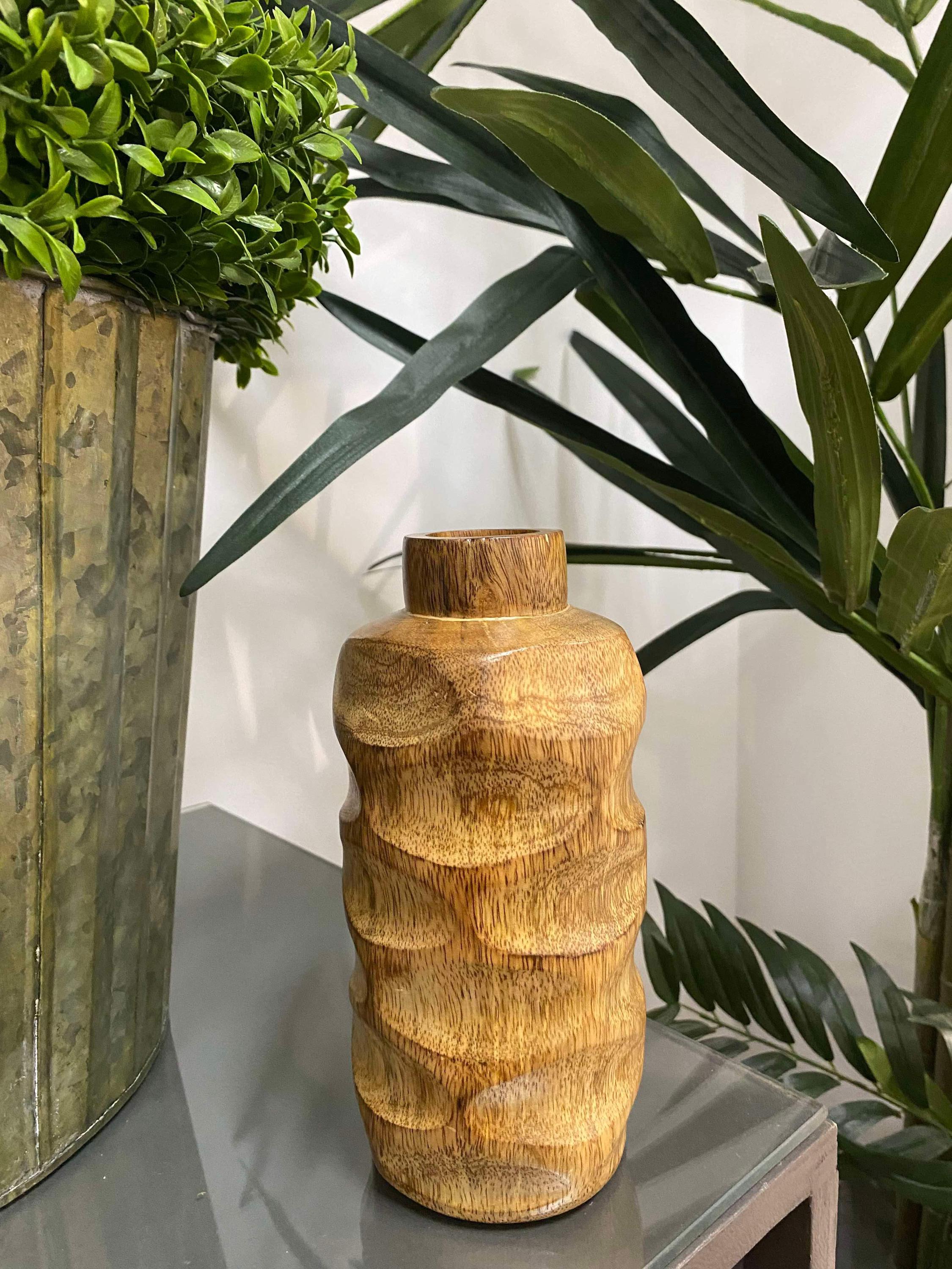 Mango Wood Vase, Wooden Vases, Dried Flowers,home Decor,bud Vase Wood ...
