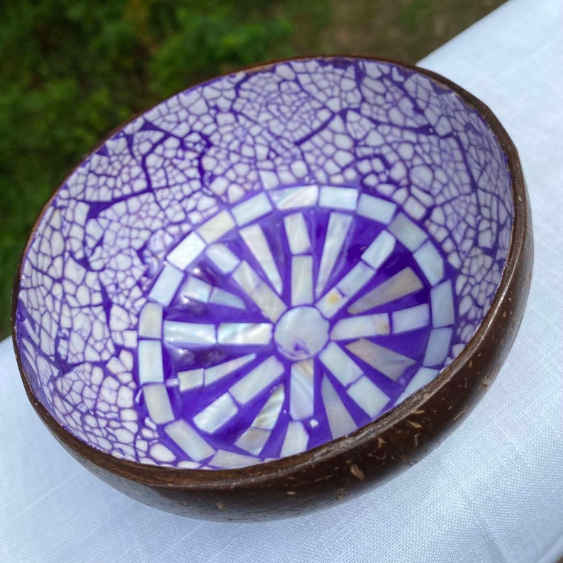 Coconut Shell With Mother of Pearl Inlay, Nature Coconut Bowl,hand ...