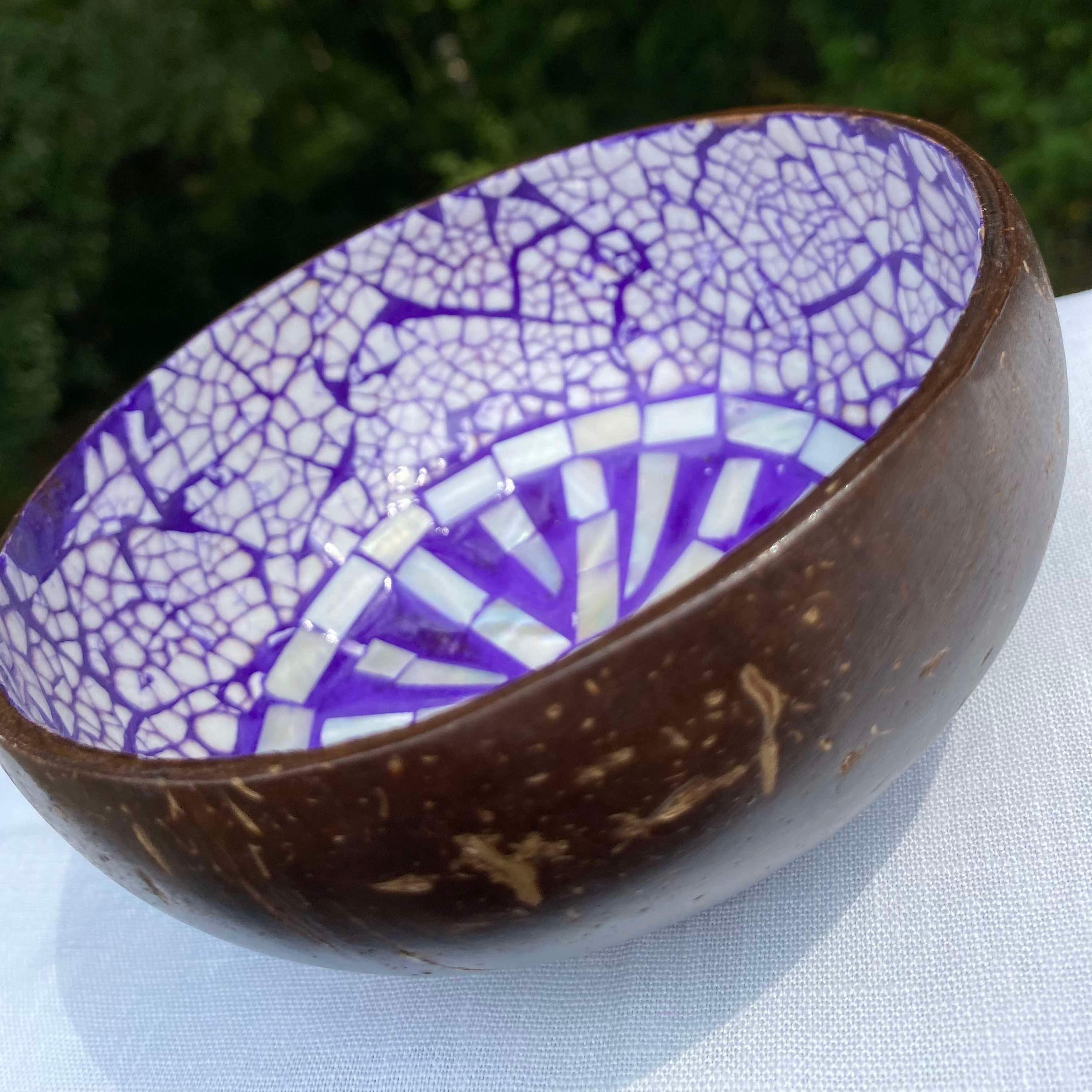 Coconut Shell With Mother of Pearl Inlay, Nature Coconut Bowl,hand ...