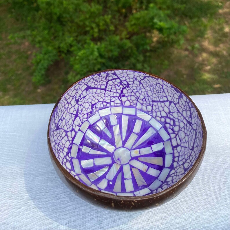 Coconut Shell With Mother of Pearl Inlay, Nature Coconut Bowl,hand ...