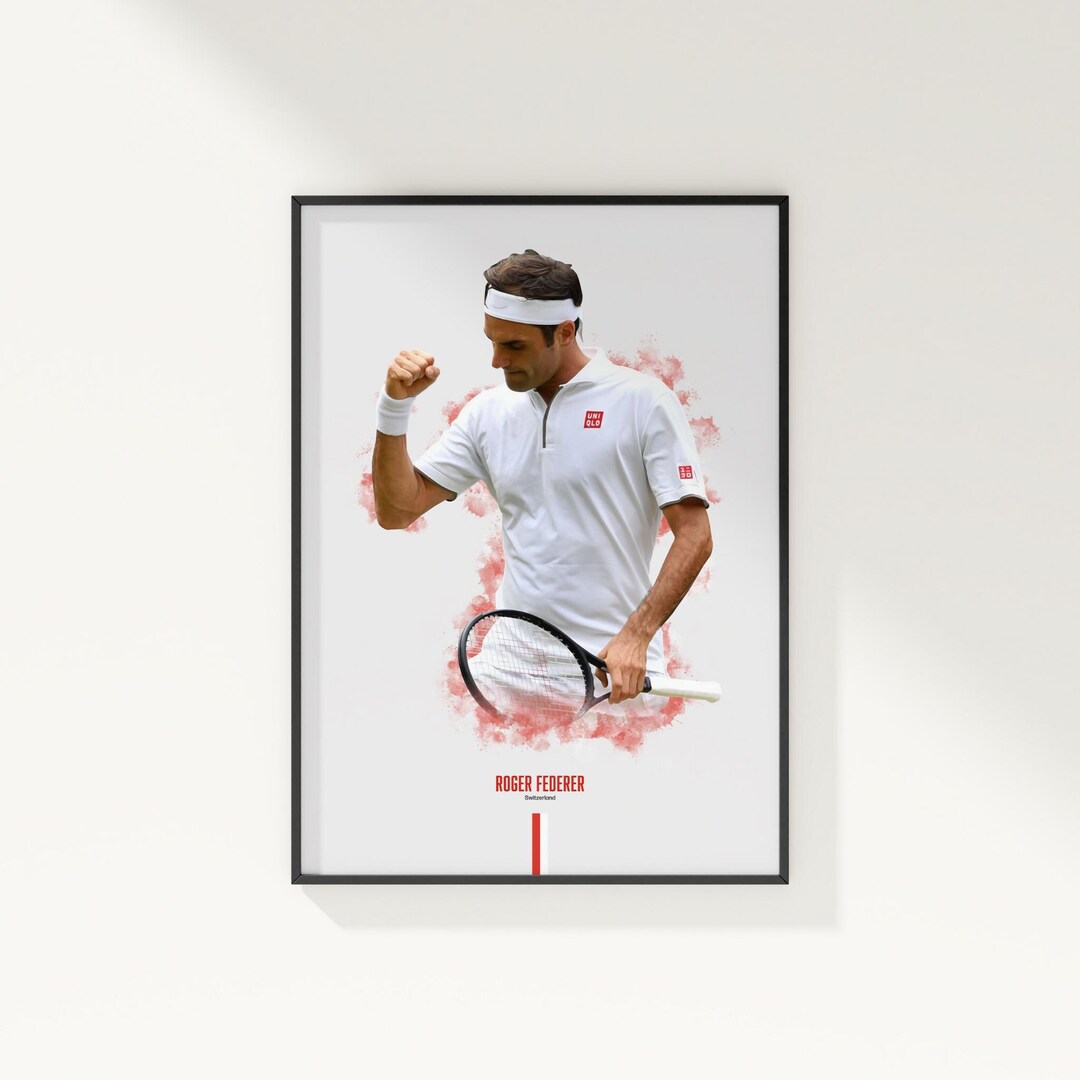Roger Federer Poster, Tennis Poster, Tennis Print, Sports Poster, Wall ...