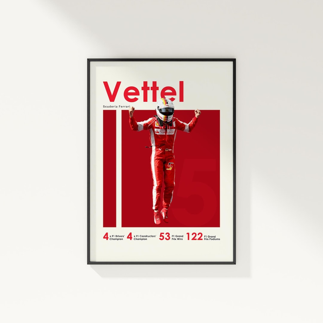 Sebastian Vettel Poster, Formula 1 Poster, Car Poster, Sports Poster ...