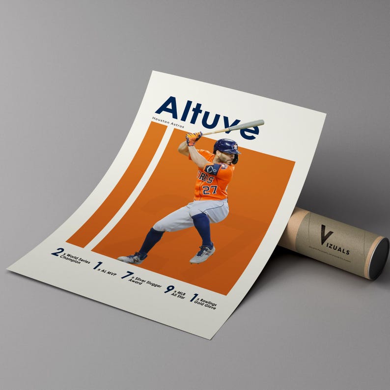 Jose Altuve Poster, Baseball Poster, MLB Poster, Sports Poster, Houston ...