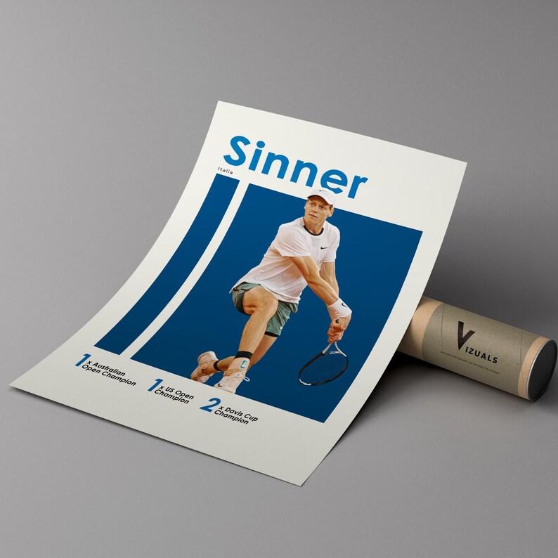 Jannik Sinner Poster, Tennis Poster, Tennis Print, Sports Poster, Wall ...