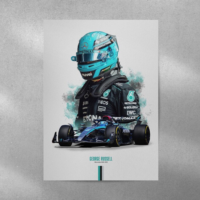 George Russell Poster, F1 Poster, Car Poster, Sports Poster, Mercedes ...