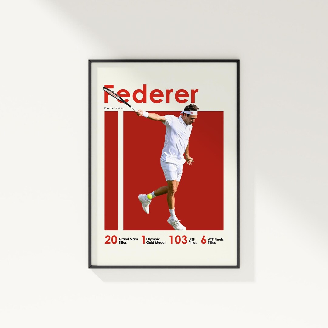 Roger Federer Poster, Tennis Poster, Tennis Print, Sports Poster, Wall ...