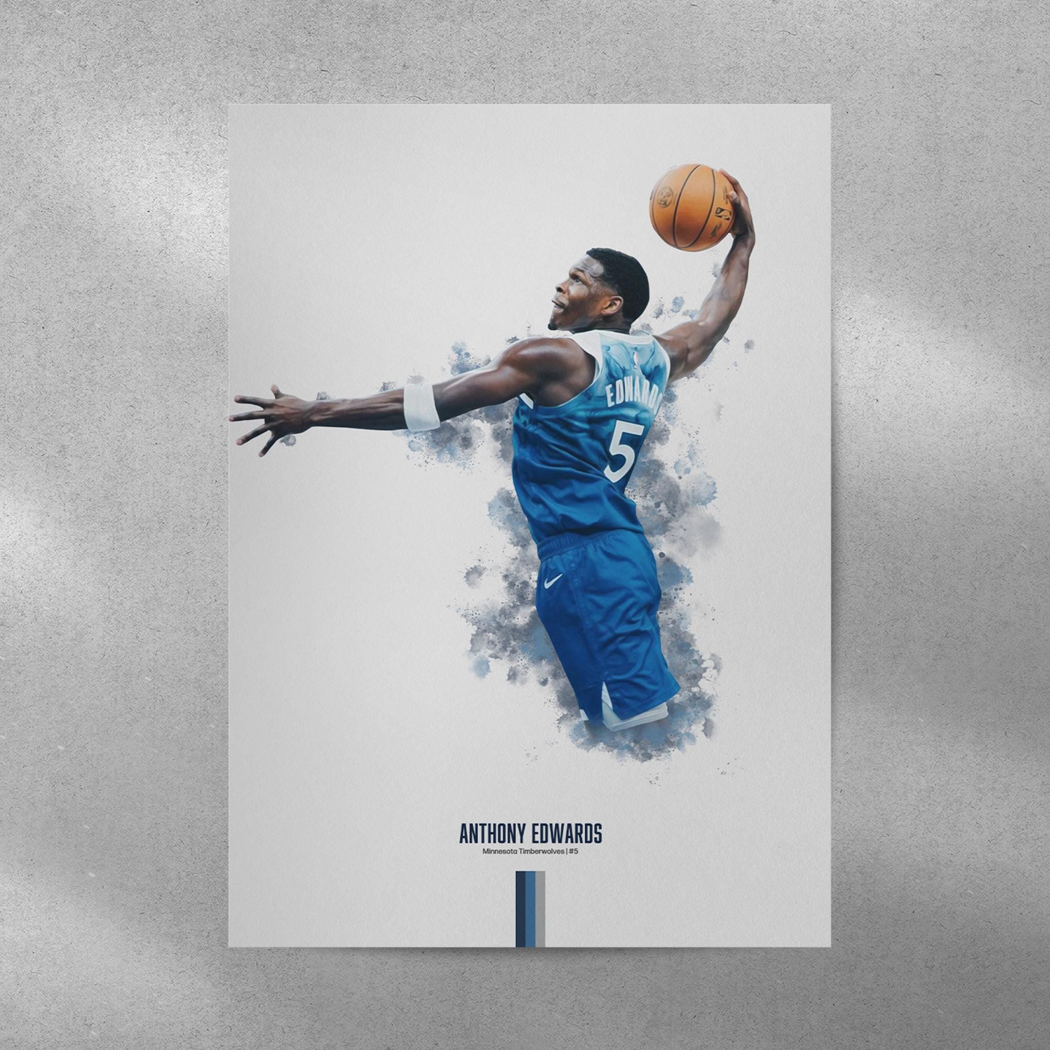Anthony Edwards Minnesota Timberwolves Poster: NBA Basketball Wall Art ...