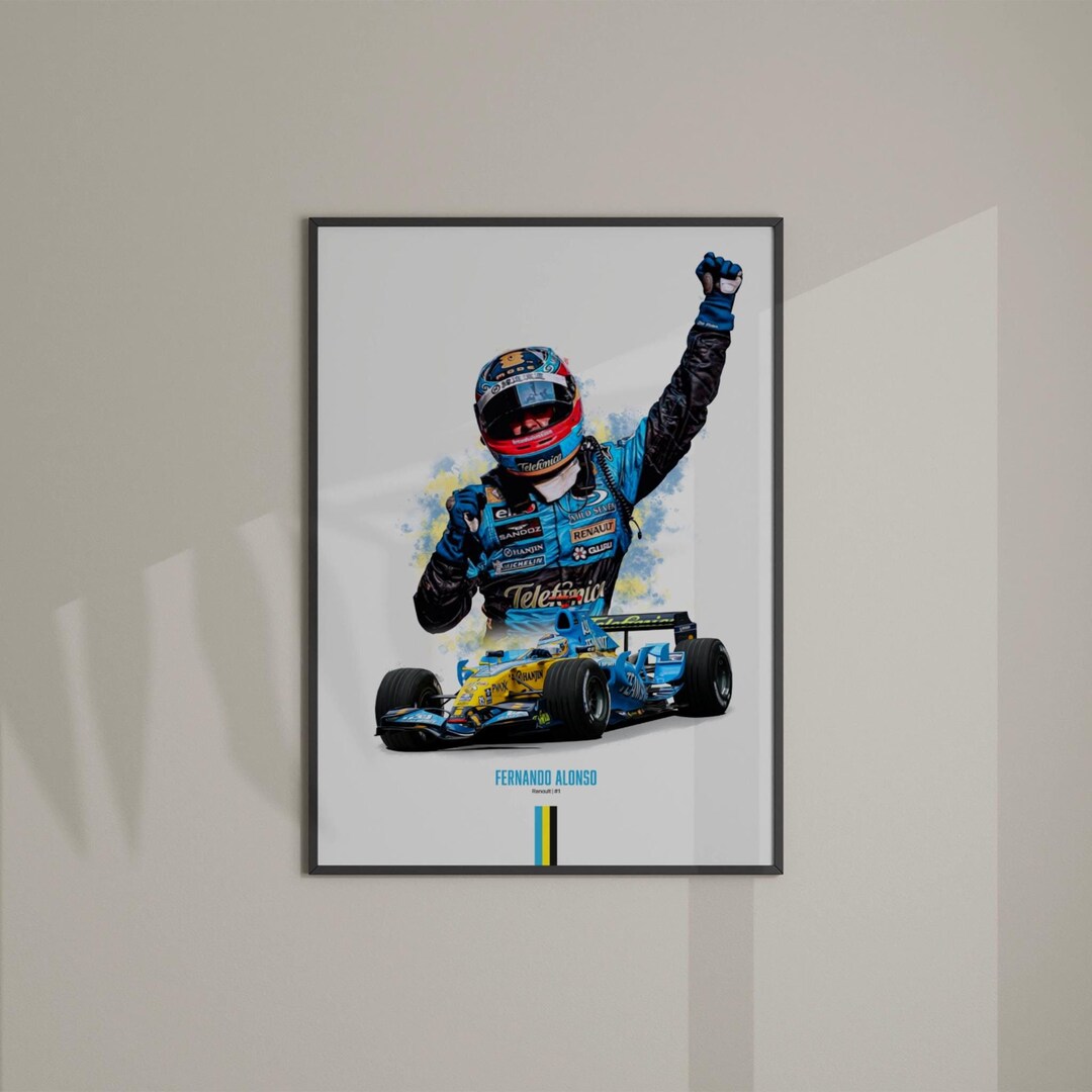 Fernando Alonso Poster, F1 Poster, Formula 1 Print, Sports Poster, Car ...