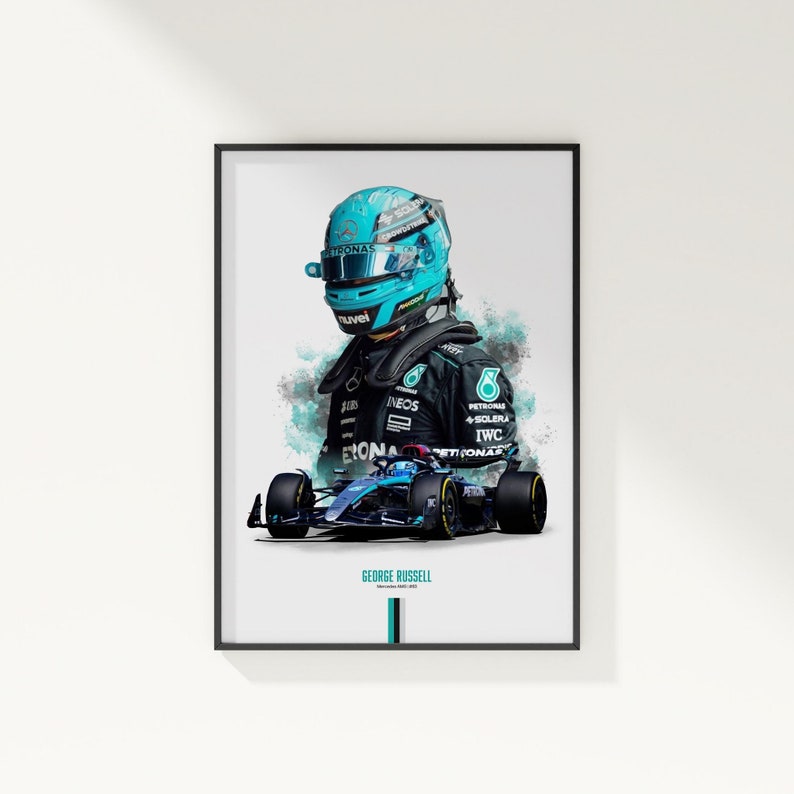 George Russell Poster, F1 Poster, Car Poster, Sports Poster, Mercedes ...