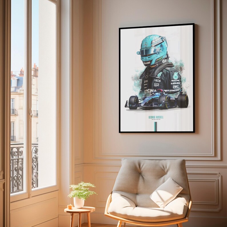 George Russell Poster, F1 Poster, Car Poster, Sports Poster, Mercedes ...