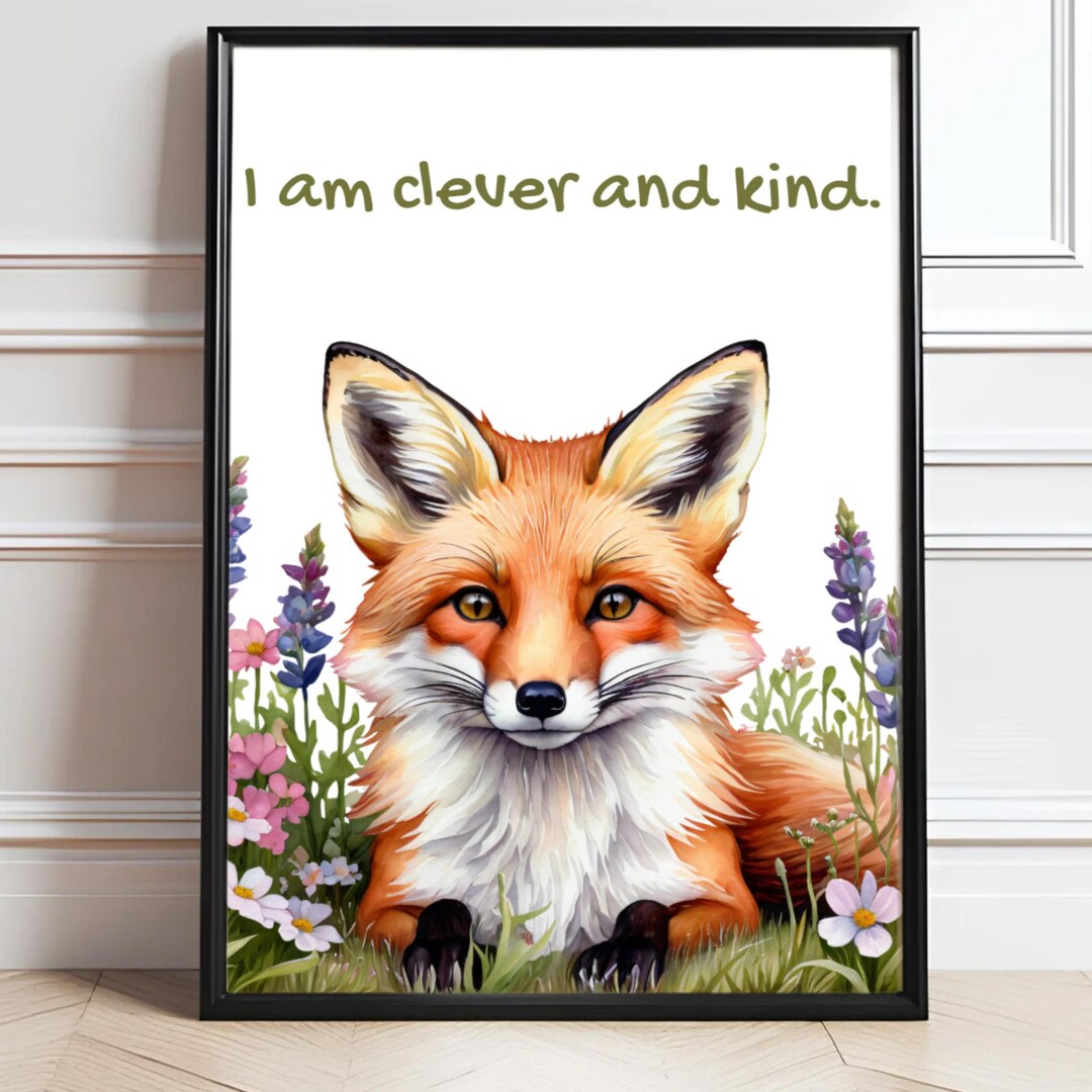 Affirmation Wall Art, Fox Nursery Decor, Woodland Kids Printable, Baby ...