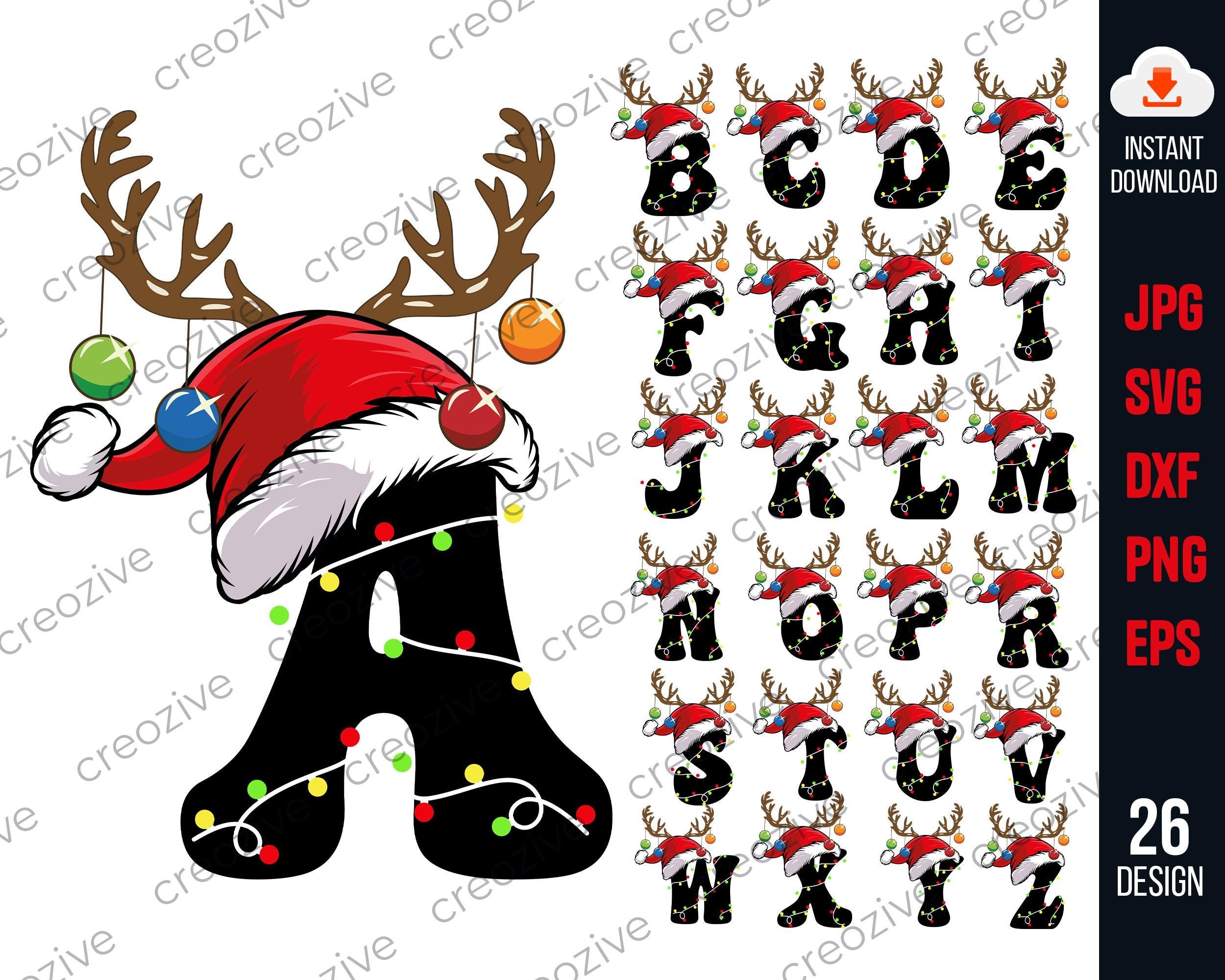 Christmas Alphabet SVG Bundle, A-Z Letters Svg for Cricut, Ornament Svg ...