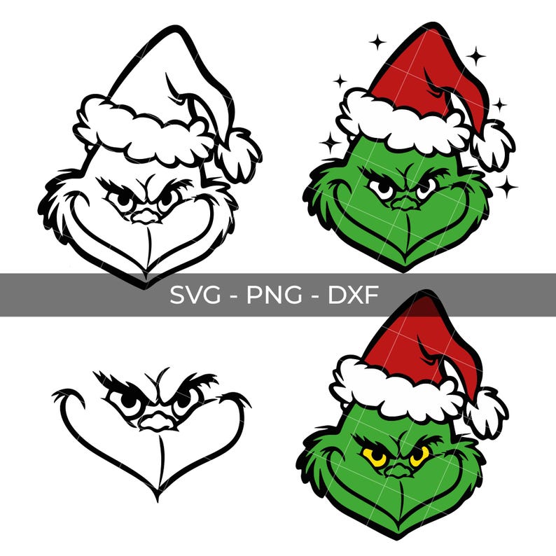 Grinch Face, Grinch SVG, Grinning Merry Grinchmas, Christmas Clip Art ...