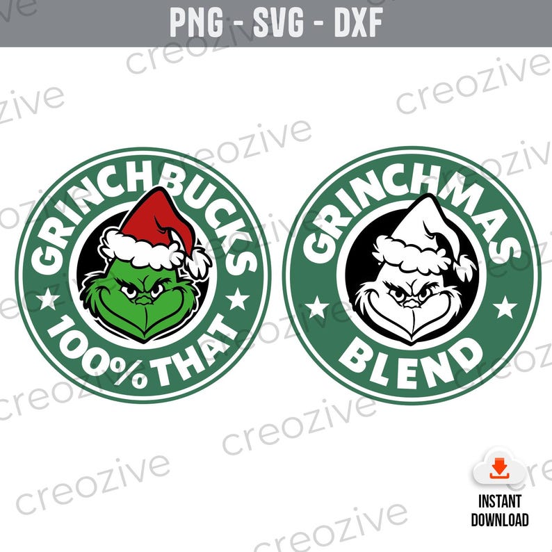Grinch Face SVG, Grinchmas Blend Png, Starbucks Grinchbucks %100that ...