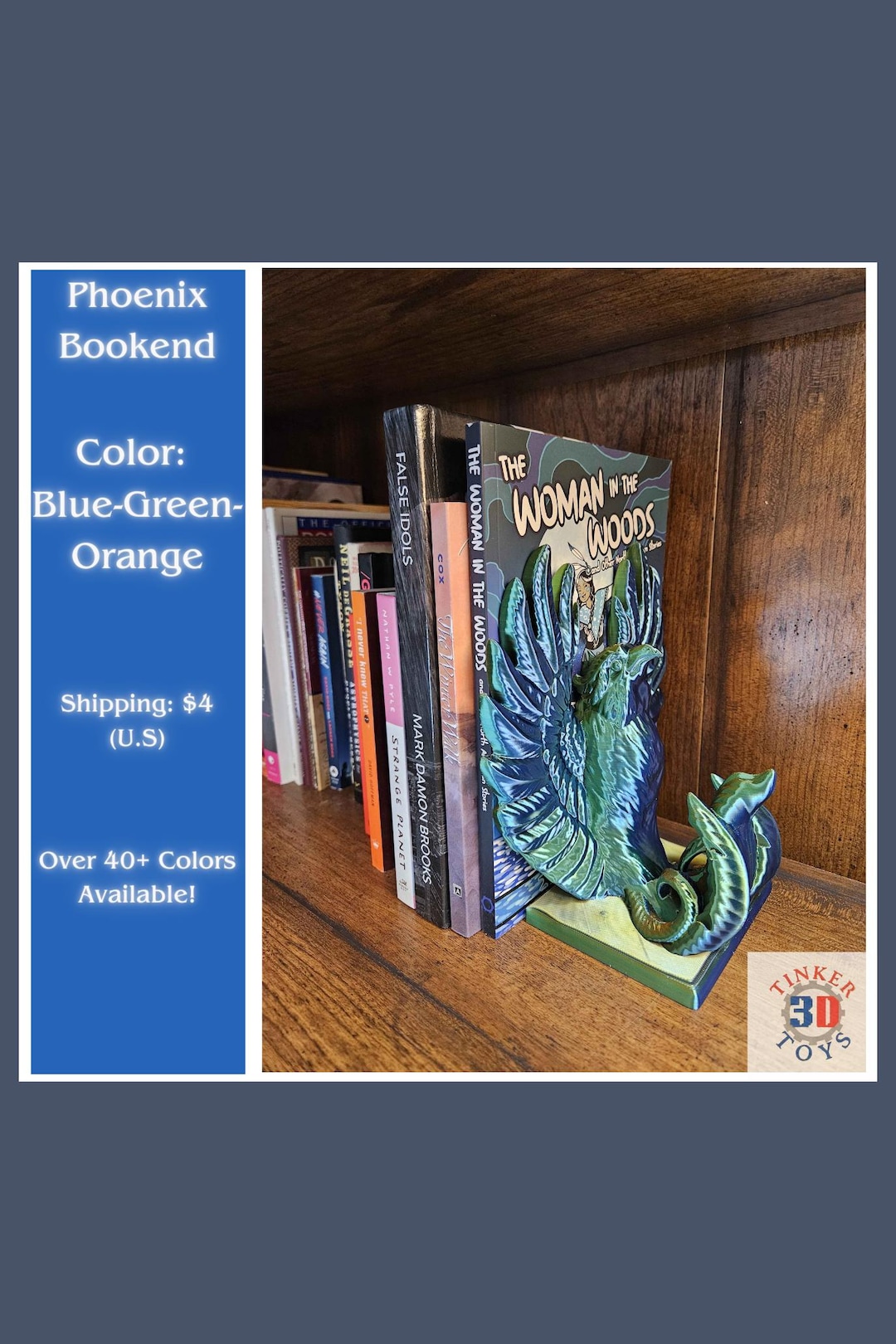 Majestic Phoenix Bookend | OVER 40+ Colors! - Etsy