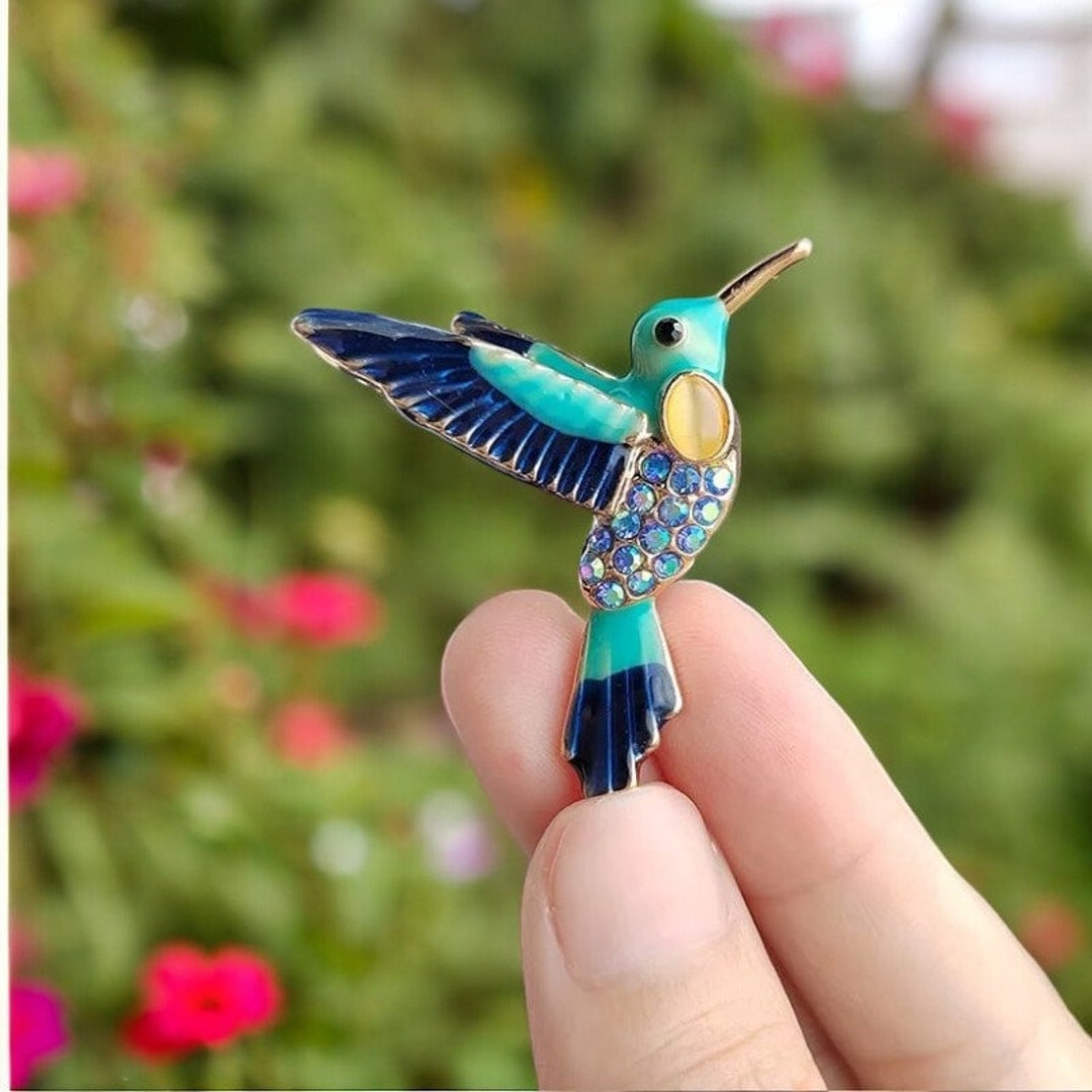Hummingbird Bird Brooch, Sky Bird Pin, Blue Bird Brooch, Pin Badge ...
