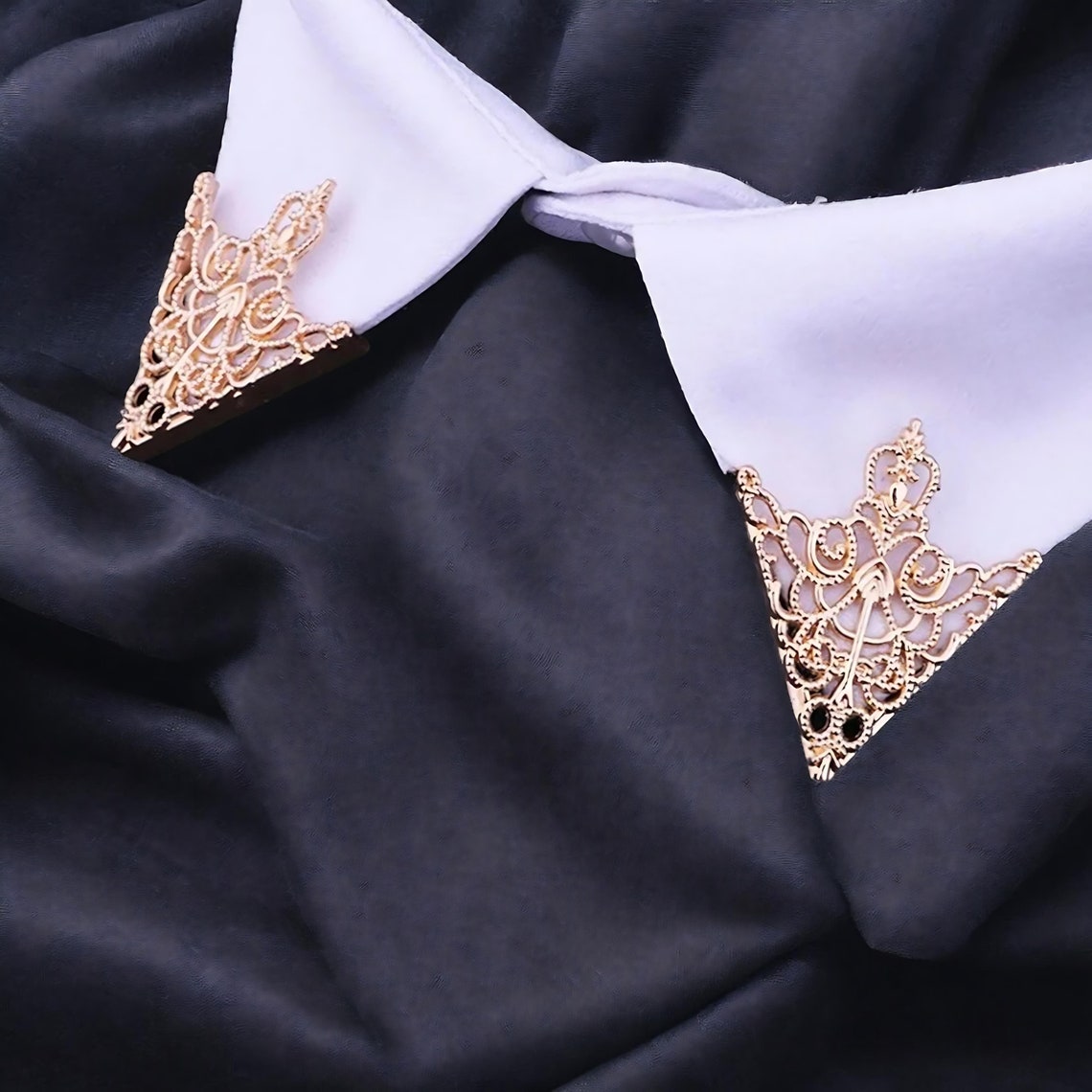 Silver and Gold Collar Pin, Collar Jewelry, Wedding Accessory, Formal ...