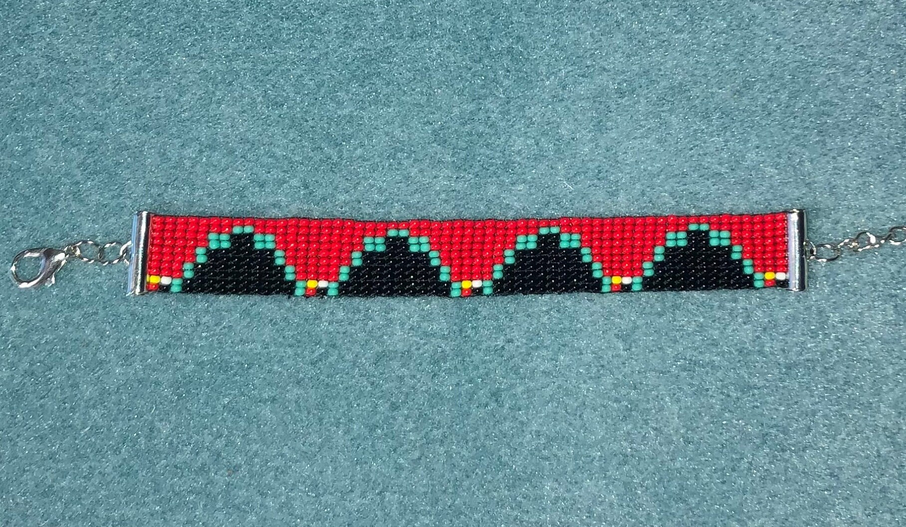 Red Native Seed Bead Loom Beaded Bracelet Temples Four Directions - Etsy