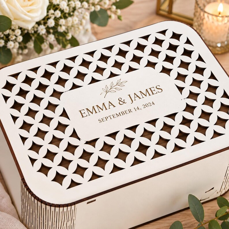 Personalized Wedding Card Box, Wooden Gift Card Holder, Laser Cut ...