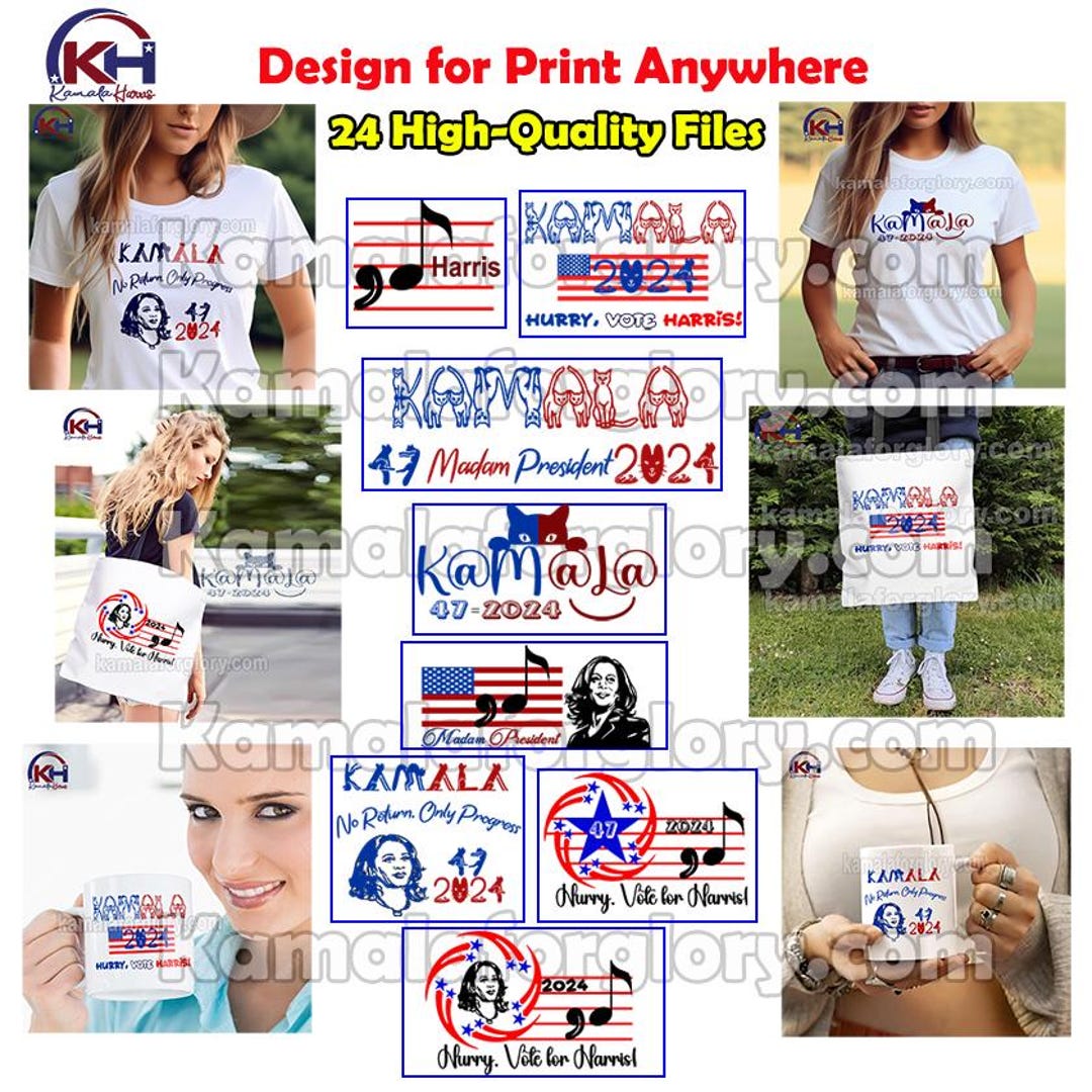 24 Files 300 DPI Kamala Harris 2024 Graphic Design, Custom Png, Jpg ...