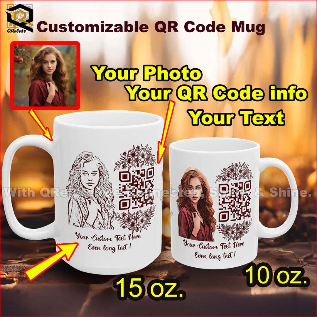 Customizable QR Code Coffee Mug, QR Code Mug, Personalized Mug, Custom ...