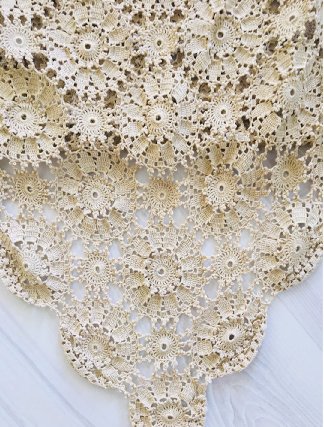 Vintage Handmade Lace Tablecloth – Crochet, Bohemian and Rustic Home ...