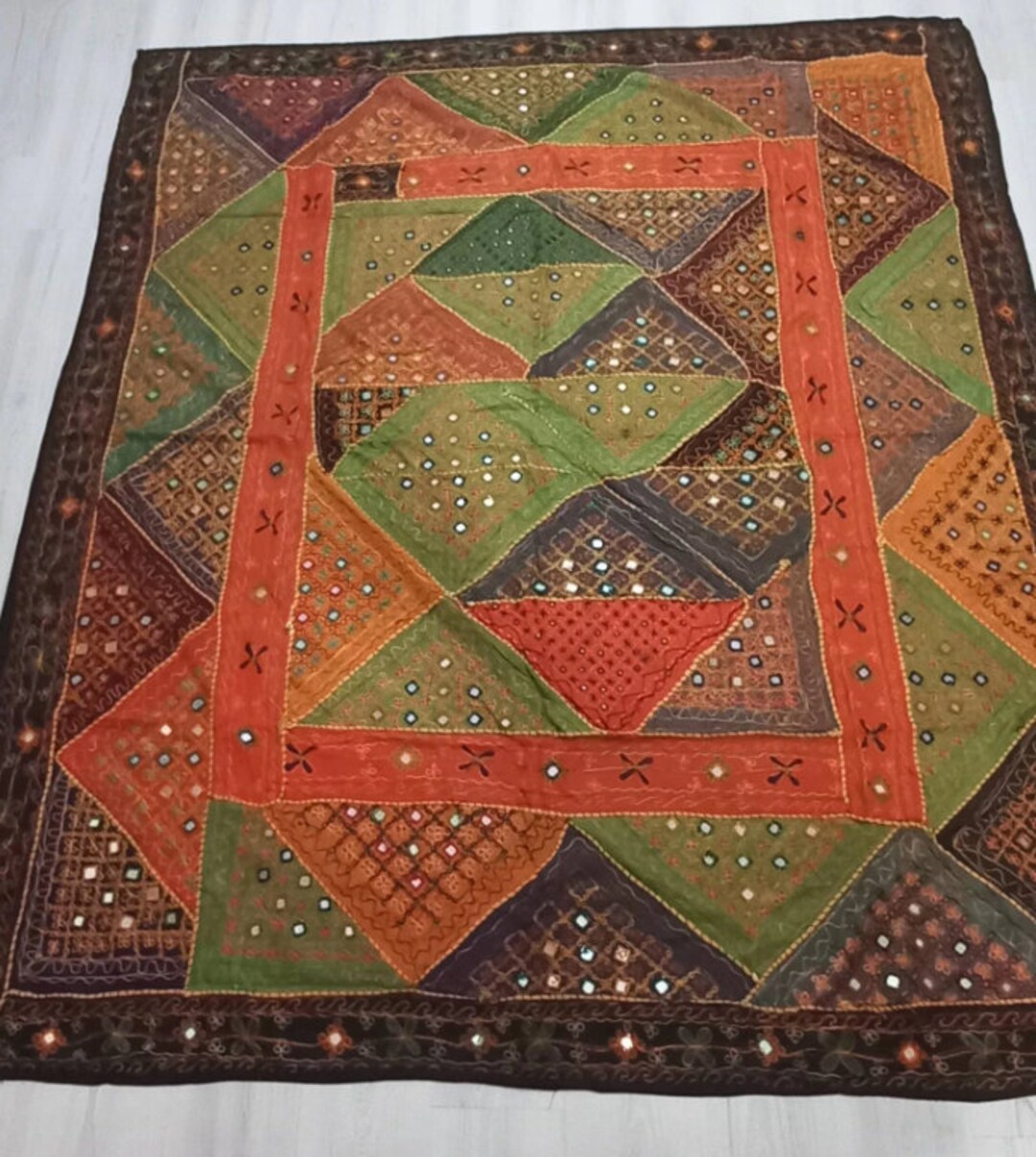Vintage Handmade Silk Bedspread – 1950s Uzbek Heirloom, King Size ...
