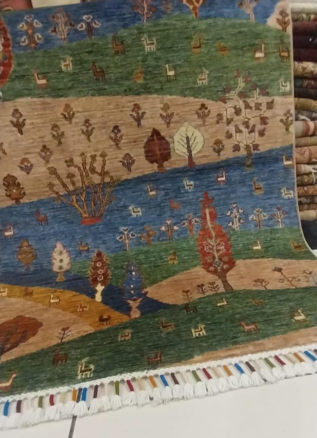Colorful Tree Pattern Rug 2.8x4.1 Ft – Hand-knotted Wool Carpet ...