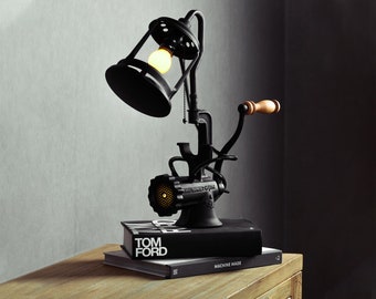 Vintage Meat Grinder Lamp With Blue Light - Etsy