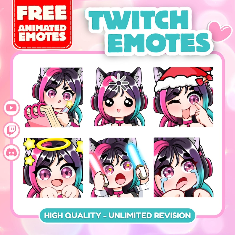 Custom Animated Chibi Twitch Emotes | Animal Streamer Emotes - Etsy