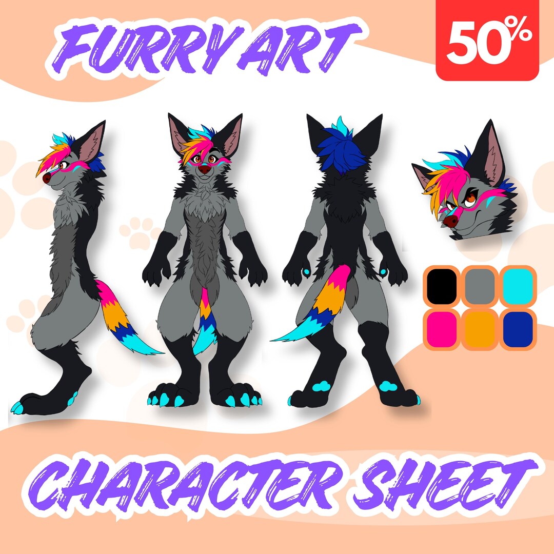 Furry Reference Sheet, Furry Character Sheet, Fursona Commission ...