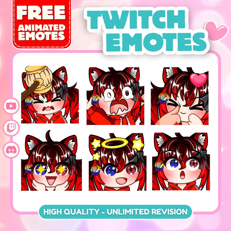 Custom Animated Chibi Twitch Emotes | Animal Streamer Emotes - Etsy