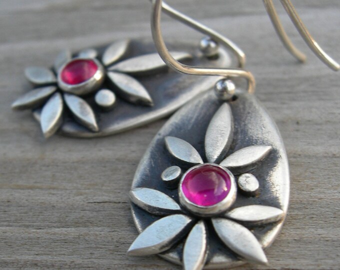 Andraste Warrior Goddess Sterling Silver Ruby Earrings July Birthstone ...